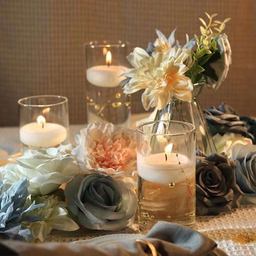 TRIRITE 24pcs 3in White Floating Candles for Centerpieces, Unscented Floating Water Candles for Dinner Candle, Cotton Wick Candlefloating for Wedding & Party Accessory (3in,24pcs)