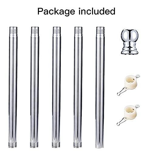 PHITRIC 6 FT Flag Pole for Kit (2 Packs), Tangle Free Spinning Stainless Steel Flagpole, Suitable for 3x5 Heavy Garden Flag 1" Dia Flag Pole for House, Wall-Mounted (Without Bracket,Silver)