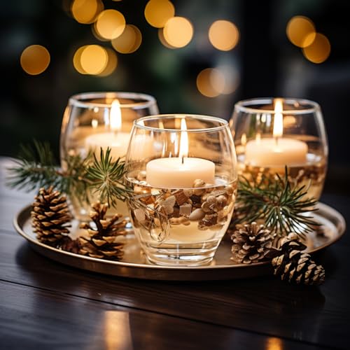 TRIRITE 24pcs 3in White Floating Candles for Centerpieces, Unscented Floating Water Candles for Dinner Candle, Cotton Wick Candlefloating for Wedding & Party Accessory (3in,24pcs)