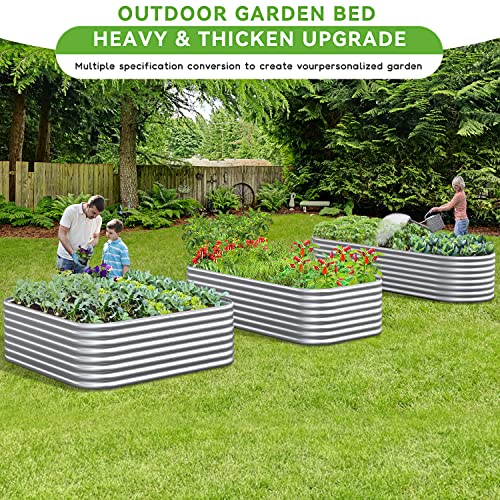 6.5x3.5x2/8x2x2/5x5x2ft Galvanized Raised Garden Bed for Vegetables, 9 in 1 Adjustable Outdoor Garden Raised Planter Box, Raised Beds for Gardening Flower