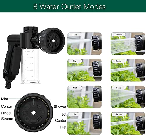 Garden Hose Nozzle, High Pressure Spray Gun Nozzle, 8 Spray Patterns for Watering Plants, Lawn, Patio, Cleaning, Showering Pet with 3.5oz/100cc Soap Dispenser Bottle