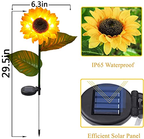 yeuago 4 Pack Solar Sunflower Lights Outdoor Flower Garden Stake Lights,Waterproof LED Solar Powered Sunflower Lights Thanksgiving Christmas Gift Decor for Grave Patio Yard Pathway Wedding Party