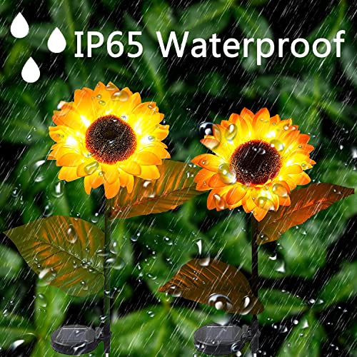 yeuago 4 Pack Solar Sunflower Lights Outdoor Flower Garden Stake Lights,Waterproof LED Solar Powered Sunflower Lights Thanksgiving Christmas Gift Decor for Grave Patio Yard Pathway Wedding Party