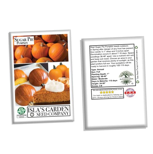 "Sugar Pie" Pumpkin Seeds for Planting, 20+ Heirloom Seeds Per Packet, (Isla's Garden Seeds), Non GMO Seeds, Non GMO Seeds, Botanical Name: Cucurbita Pepo, This Variety is for Making Pumpkin Pie!
