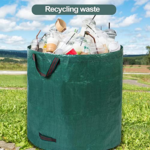 Pilntons 3 Pack 137 Gallons Reusable Yard Waste Bags with Double Bottom Extra Large Leaf Lawn Bags Reusable Heavy Duty With 4 Handles Garden waste Bags Containers for Debris Grass Clipping