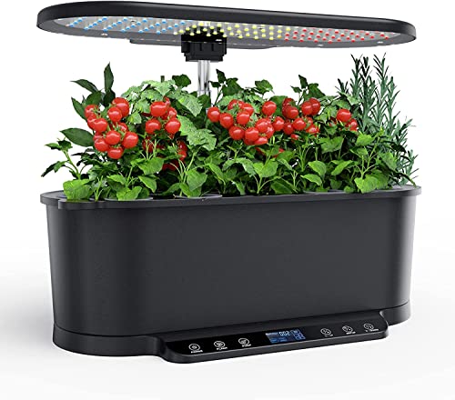 15 Pods Hydroponics Growing System with Tank Alert, Indoor Herb Garden with Grow Light, 30.31 Inches Adjustable Height, Indoor Gardening System with 5.5L Water Tank, Black