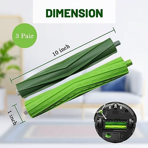 Zmerob S9 Replacement Brushes Parts for iRobot Roomba S9 (9150) S9+ S9 Plus (9550) S Series Wi-Fi Connected Robot Vacuum Cleaner, 3 Set Multi-Surface Rubber Roller Brushes