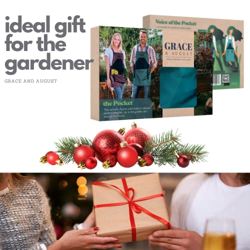 Grace and August Garden apron - Gift the ultimate gardening tool -100% Natural Canvas gardening apron for women with pockets (Coriander)