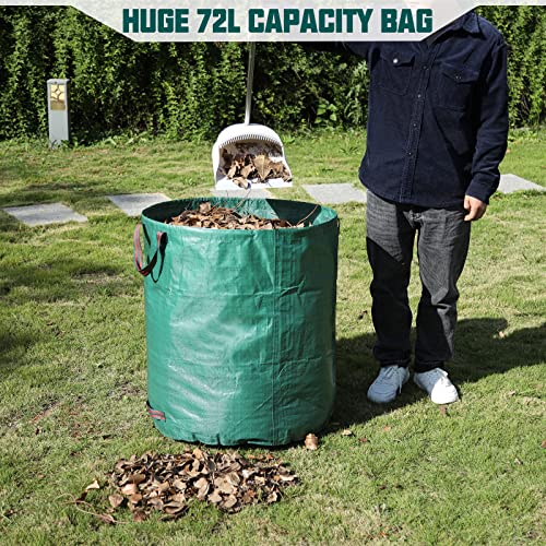 JERIA 6-Pack 72 Gallons Reusable Garden Waste Bags with 4 Handles ,Lawn Pool Garden Heavy Duty Waste Bag for Loading Leaf,Trash ,Yard Waste Bags (H30" X D26")
