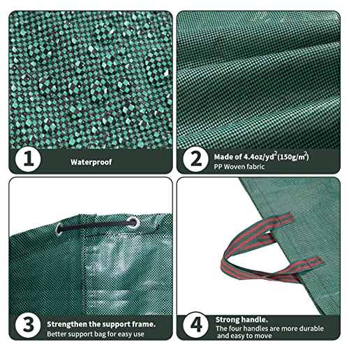 JERIA 6-Pack 72 Gallons Reusable Garden Waste Bags with 4 Handles ,Lawn Pool Garden Heavy Duty Waste Bag for Loading Leaf,Trash ,Yard Waste Bags (H30" X D26")
