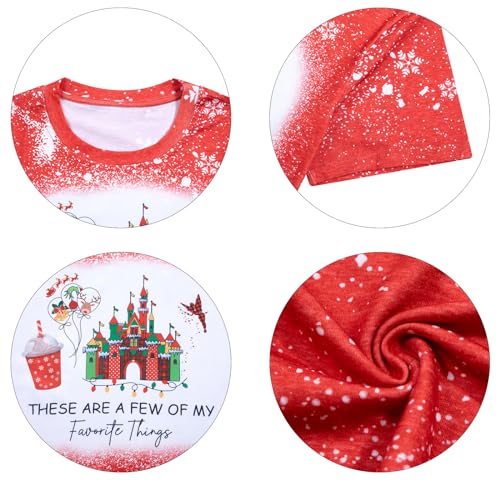 Women Magical Christmas T Shirt Merry Christmas Shirt Xmas Magic Kingdom Shirts Magic Castle Holiday Short Sleeve Top Tee Red