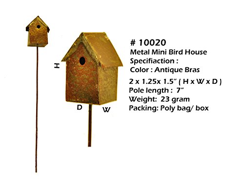 G & F Products MiniGardenn 10020 Fairy Garden Miniature Bird House Pick