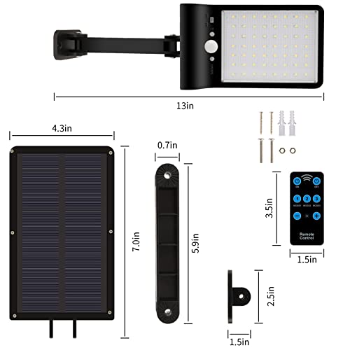 Aqonsie Solar Lights Outdoor with Remote, 180° Adjustable 56LED Solar Flood Light, Outside Security Motion Sensor Lights Outdoor with 3 Lighting Modes for Backyard,Gutter,Garden,Front Door 4 Pack