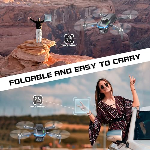 Mini Drone with Camera, Foldable Quadcopter for Kids and Beginners 1080P HD FPV with 2 Batteries, Altitude Hold, Headless Mode, One Key Take Off, Gesture Control, 360° Flip, Speed Adjustment, Kids Toy Easy to Play
