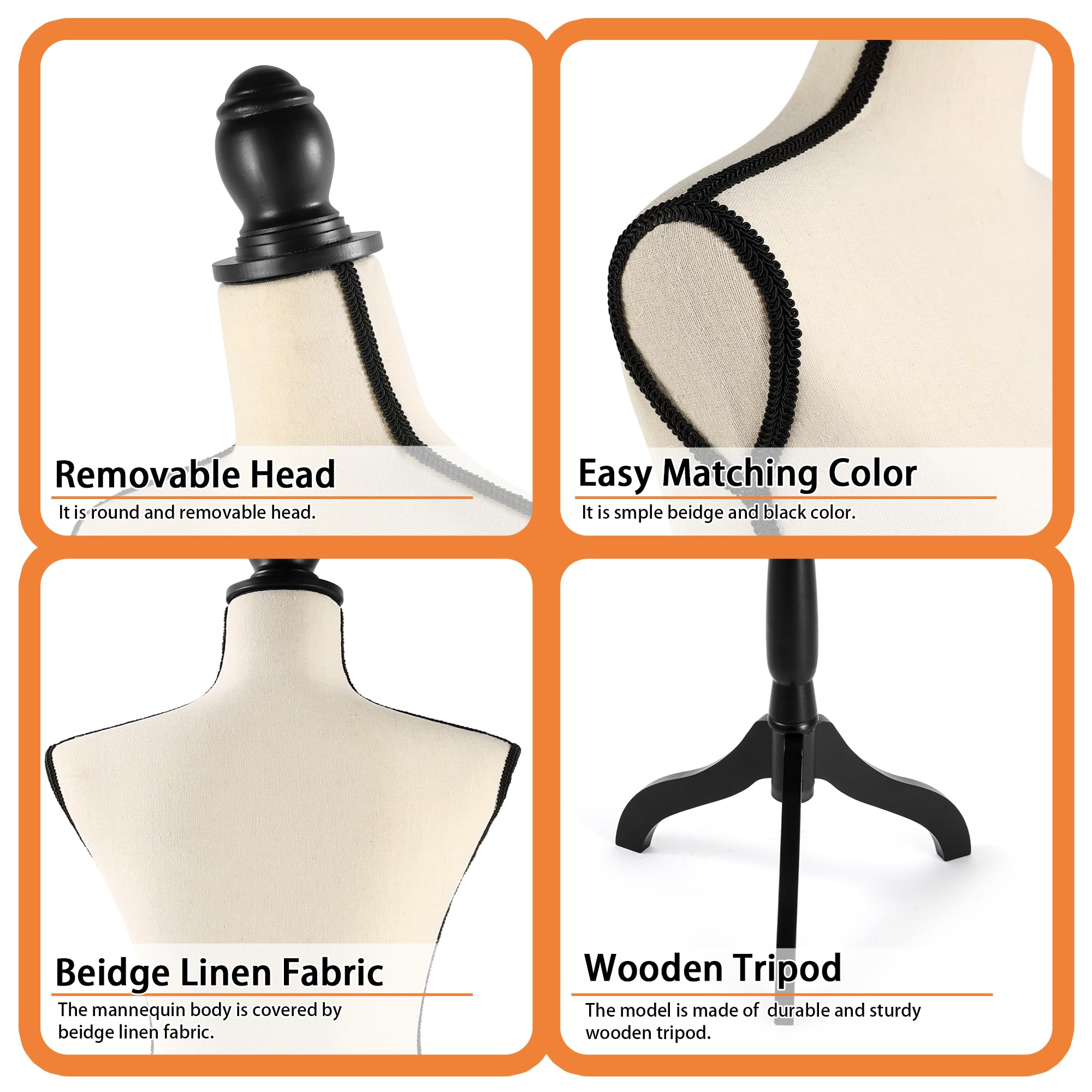 DRDINGRUI Female Dress Form,Sewing Mannequin Body, Torso Body with Tripod Wood Base for Clothes Display,Window Display