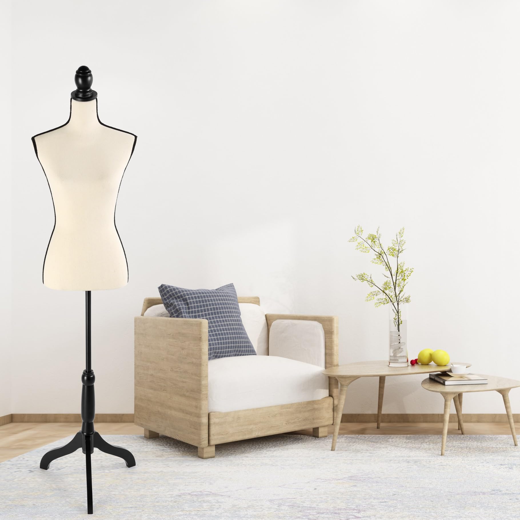 DRDINGRUI Female Dress Form,Sewing Mannequin Body, Torso Body with Tripod Wood Base for Clothes Display,Window Display