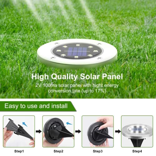 ZGWJ Solar Ground Lights,16 Pack Waterproof Solar Garden Lights, Upgraded Outdoor Garden Waterproof Bright in-Ground Lights, Landscape Lights for Pathway,Yard,Deck,Lawn,Patio,Walkway White