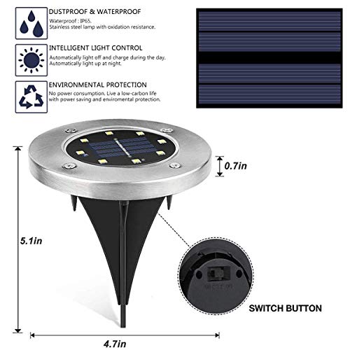 ZGWJ Solar Ground Lights,16 Pack Waterproof Solar Garden Lights, Upgraded Outdoor Garden Waterproof Bright in-Ground Lights, Landscape Lights for Pathway,Yard,Deck,Lawn,Patio,Walkway White
