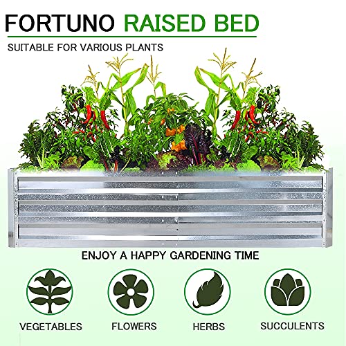 FORTUNO 8x4x1.9 FT Galvanized Raised Garden Bed Box 96"x47"x22.4" -Large Metal Outdoor Flower Bed Steel Patio Ground Planter for Planting Vegetables and Herbs, Silver