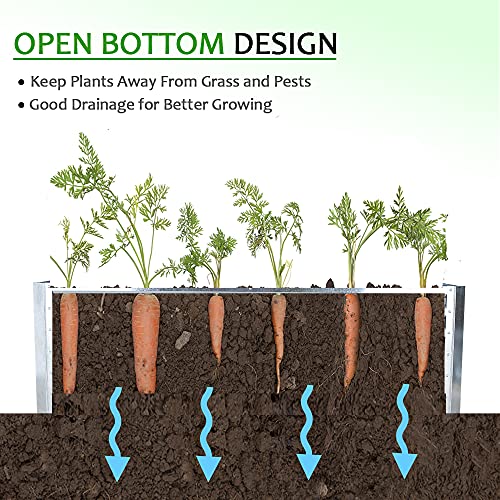 FORTUNO 8x4x1.9 FT Galvanized Raised Garden Bed Box 96"x47"x22.4" -Large Metal Outdoor Flower Bed Steel Patio Ground Planter for Planting Vegetables and Herbs, Silver