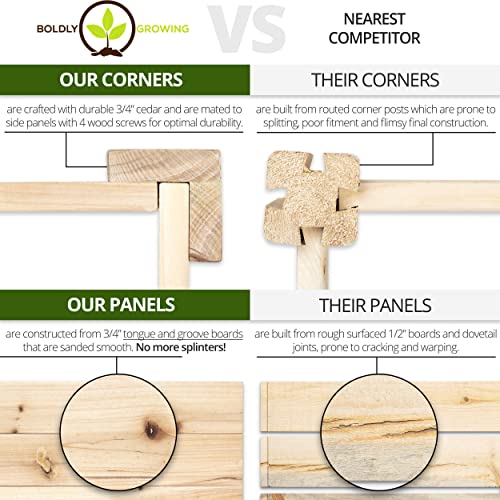 Boldly Growing Wooden Raised Garden Bed Kit – Large Outdoor Elevated Ground Planter Beds for Growing Fruit/Vegetables/Herbs – (90 x 47 x 11) inches – Natural Rot-Resistant Wood Lasts Years…