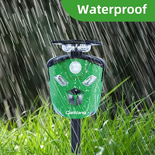 Careland 360° Solar Ultrasonic Animal Repellent with Motion Sensor Cat Dog Repellent Squirrel Raccoon Deer Deterrent Chaser Protect Farm Garden Yard Pond