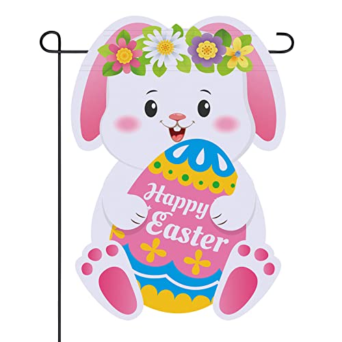 2 Pack Easter Garden Flags St Patrick's Day Garden Flag Shamrock Bunny Eggs Garden Flag 12 x 18 Inch Vertical Double Sided Decorative for Outside Yard Spring Seasonal Garden Flag