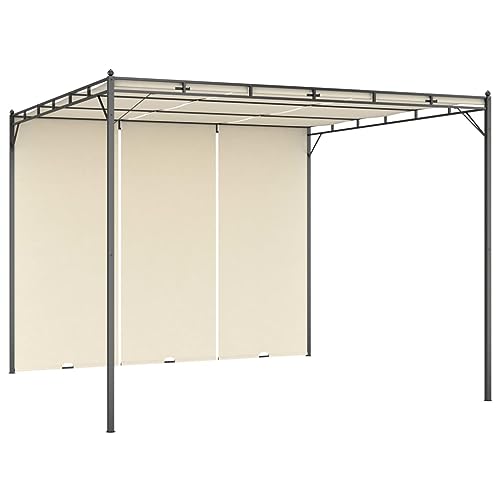 Garden Gazebo with Side Curtain,Outdoor Gazebo,Hardtop Gazebo,Patio Gazebo,Backyard Gazebo,Camping Gazebo,for Barbeque, Patio, Deck,Garden Party,Markets,118.1"x118.1"x88.6" Cream