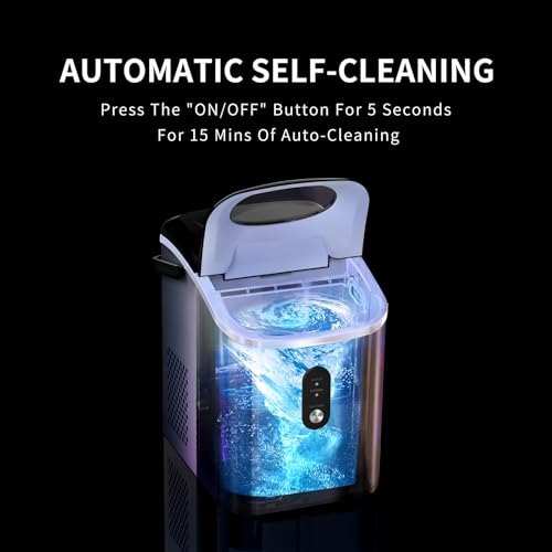 Pobwam Nugget Ice Maker Countertop Chewable Ice Maker Machine with Handle Self-Cleaning Ice Machine with Ice Scoop Ice Basket Ice Makers for Home/Kitchen/Party/33Lbs/24H Silver