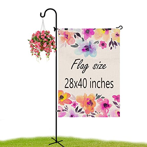 Luckupper Large Garden Flag Holder Stand Pole for 28 x 40 with Shepherd Hook,62 Inches Heavy Duty Yard Flag Post Stake for Outside