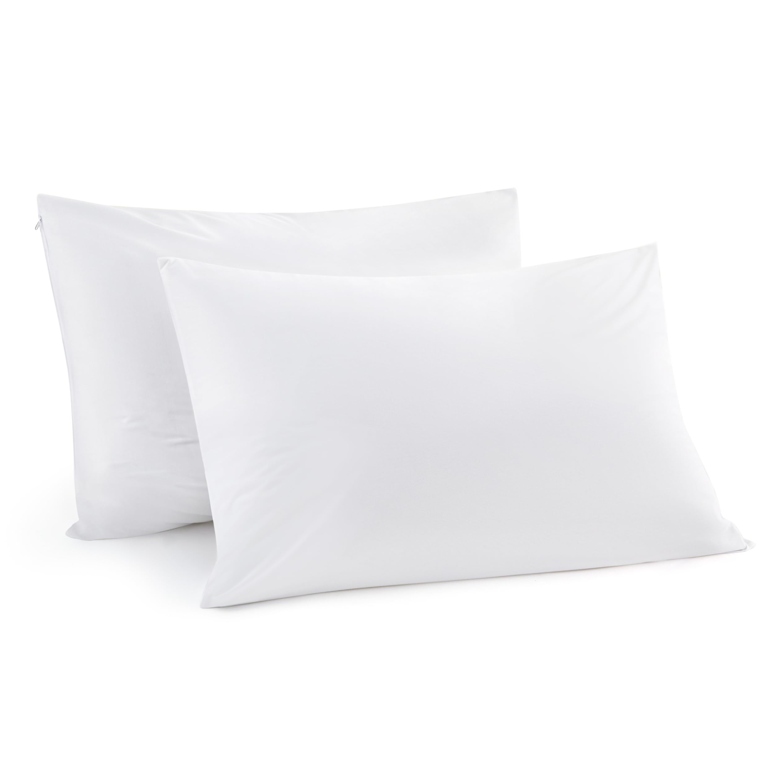 Bedsure Pillow Protectors, Waterproof Polyester Pillow Protectors with Zipper Standard Size,Set of 2, 20" x 26"