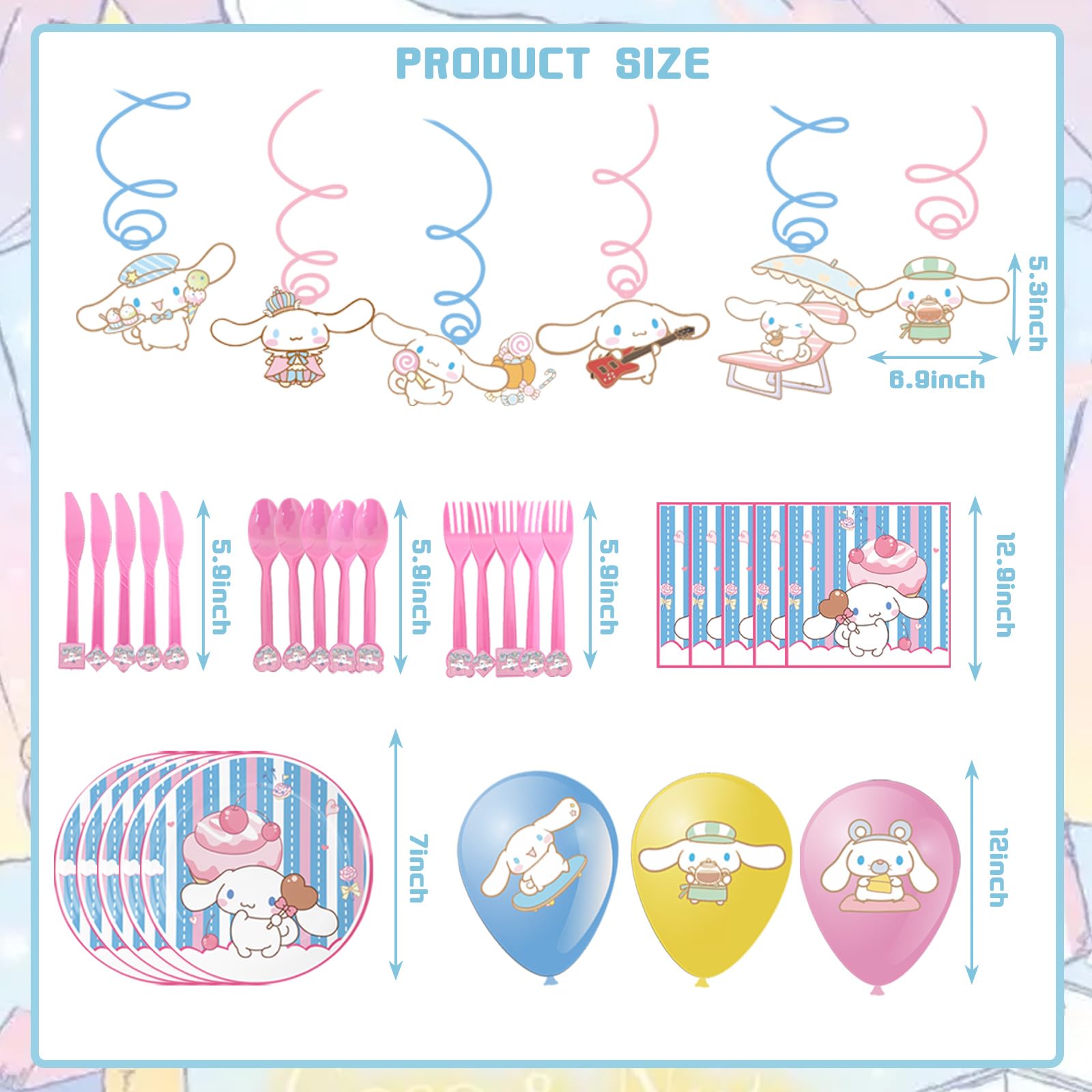 Grehge oroll Birthday Decorations For 20 Guests,Cinnamoroll Party Supplies Included