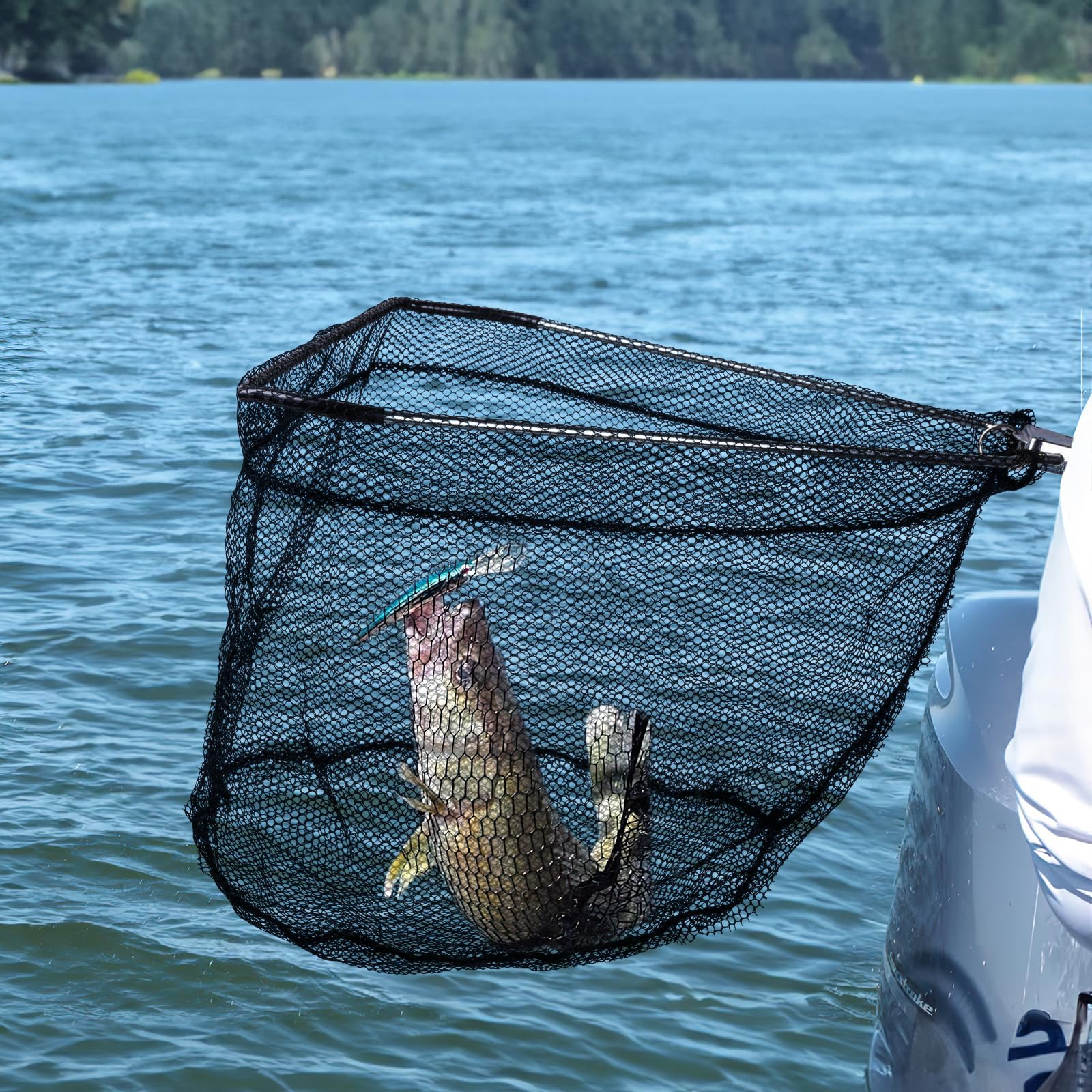 Goture Fishing Folding Landing Net Fishing Nets for Fish with Long Aluminum Handle, Telescoping Pole Handle for Saltwater & Freshwater, Easy Catch & Release, Extending to 70.8/82.7