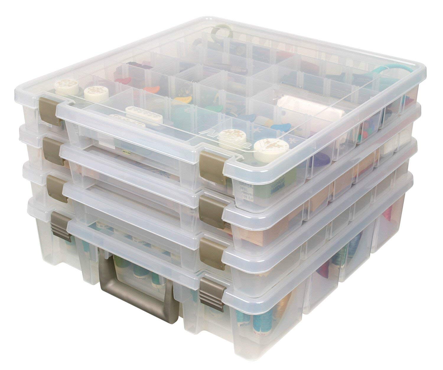 ArtBin 9002AB Super Satchel Thread Box, Portable Craft & Sewing Organizer with Thread Tray, [1] Plastic Storage Case, Clear