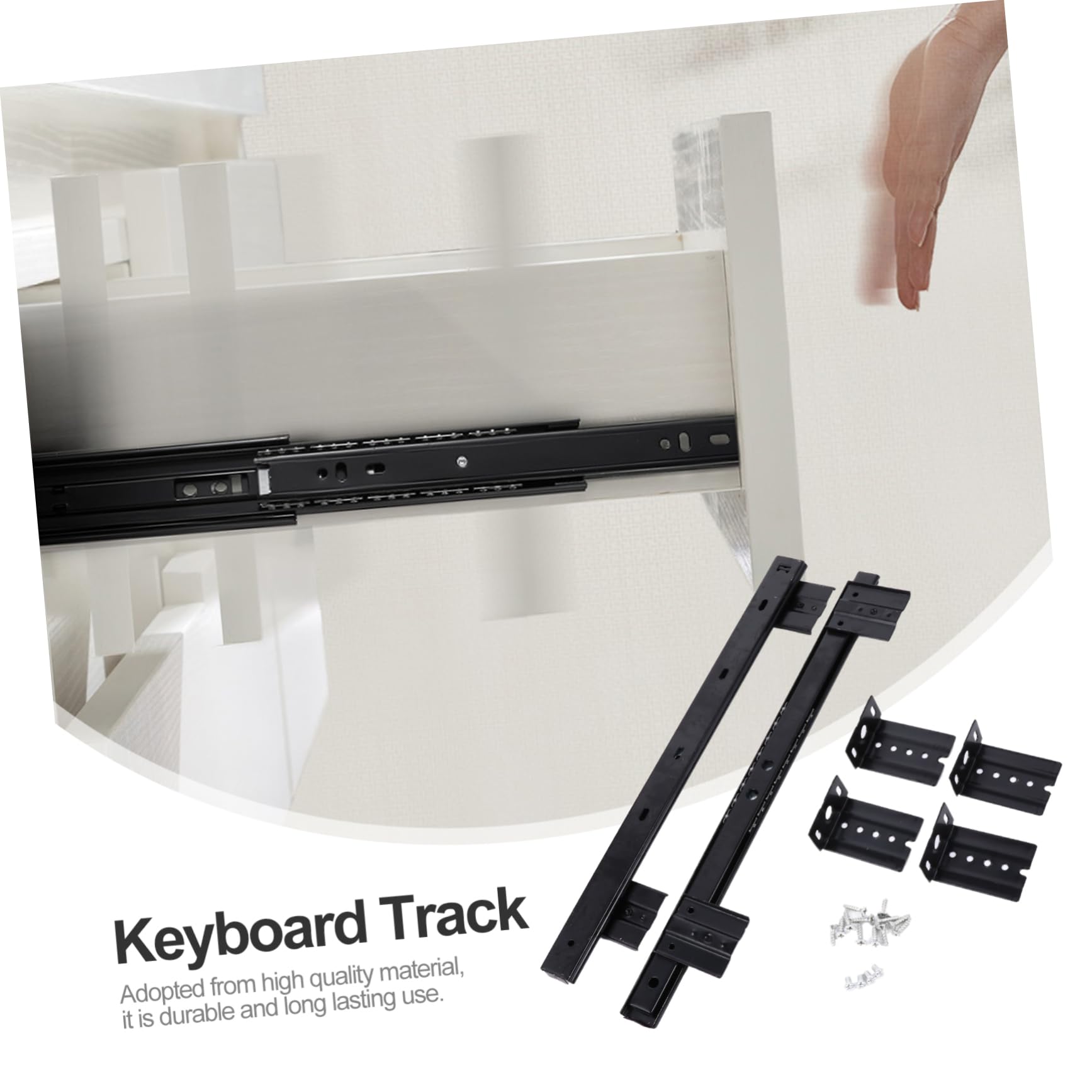 SEWOART 1 Pair Keyboard Drawer Rails Silent and Smooth Under Desk Keyboard Slides Solid Steel Ball Bearings Design Black Ultra Soft-Close Function