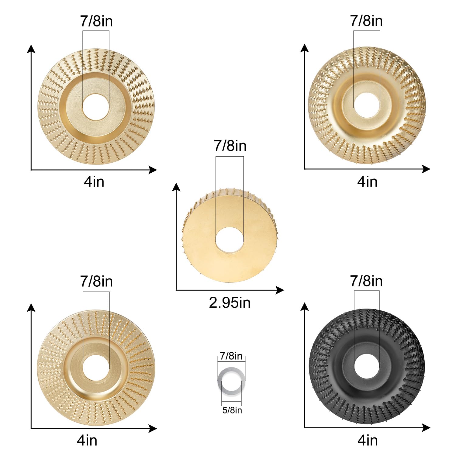 LAMPTOP 16 Pcs Wood Carving Grinder Tools Set, Including 5 Pcs Angle Grinder Wood Carving Disc, 5 Pcs Sanding Wheels, Speedcutter for Woodworking, and 5 Pcs Stainless Steel Disc Fitting Ring