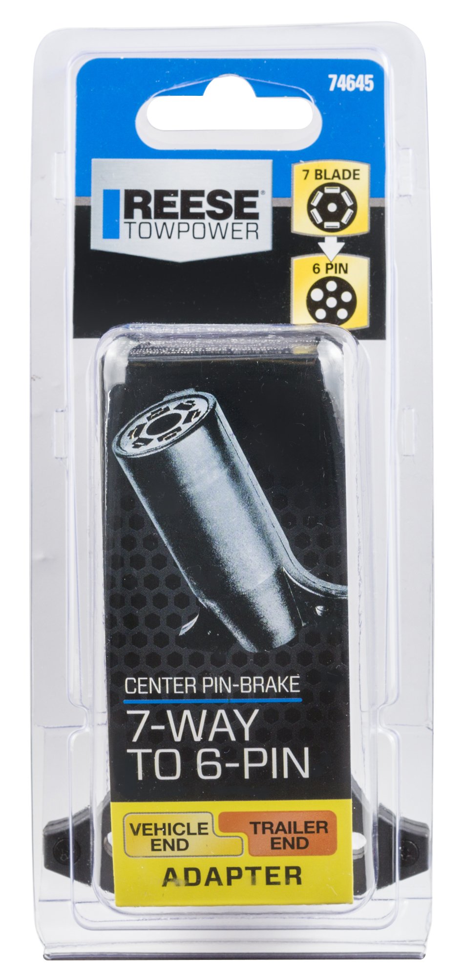Reese Towpower 74645 7-way to 6-way Adapter, Black