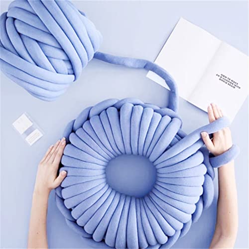 Yarn DIY Hand Knitting 250G Chunky Yarn Cotton Crochet Roving Spinning Blanket Wool Thread Carpet Hat Home Textile Supplies (Color : Blue)