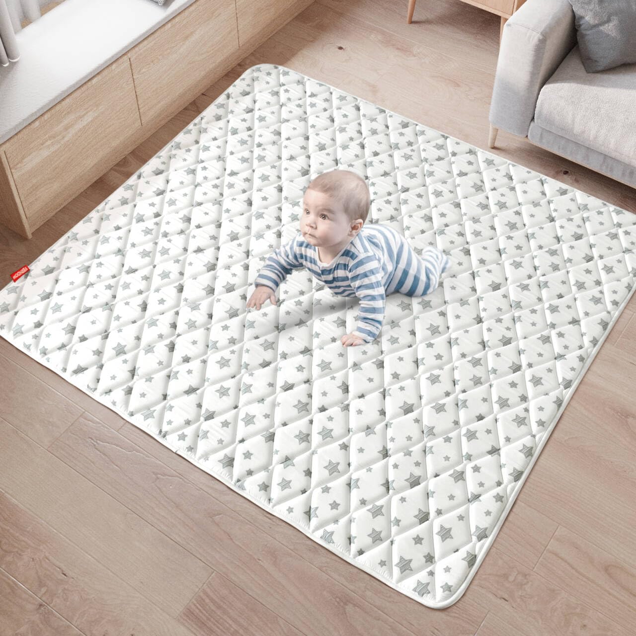 Premium Foam Baby Play Mat, 50''x50'' Playpen Mat, One-Piece Crawling Mat Non Slip Cushioned Mats for Babies, Infant and Toddler, Baby Floor Play Mat
