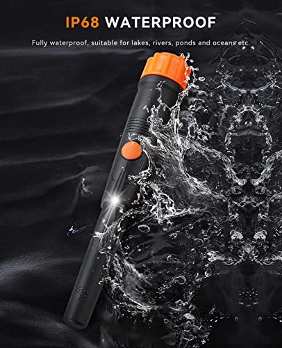 SUNPOW Metal Detector Pinpointer IP68 Waterproof Handheld Pin Pointer Wand with Belt Holster Treasure Hunting Tool Accessories, Buzzer Vibration Sound (Three Mode)