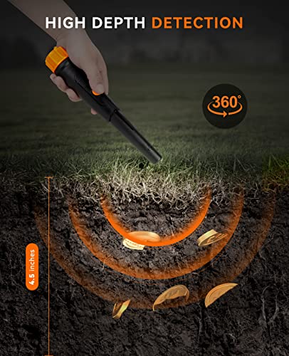 SUNPOW Metal Detector Pinpointer IP68 Waterproof Handheld Pin Pointer Wand with Belt Holster Treasure Hunting Tool Accessories, Buzzer Vibration Sound (Three Mode)