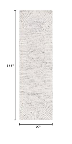SAFAVIEH Abstract Collection Runner Rug - 2'3" x 12' Runner, Grey & Ivory, Handmade Wool, Ideal for High Traffic Areas in Living Room, Bedroom, Dining (ABT478F-212)