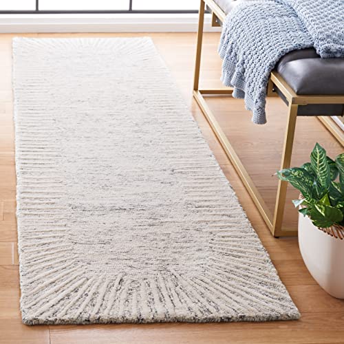 SAFAVIEH Abstract Collection Runner Rug - 2'3" x 12' Runner, Grey & Ivory, Handmade Wool, Ideal for High Traffic Areas in Living Room, Bedroom, Dining (ABT478F-212)