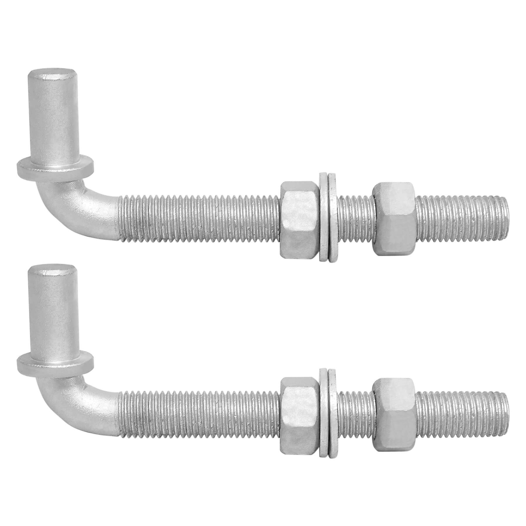 Wulankd 2Pcs 6 inch Heavy Duty J-Bolt Gate Hinge with 5/8" for Chain Link Fence, Galvanized Steel Post Gate Hinges for Farm Gate Hardware, Nuts & Washers Included