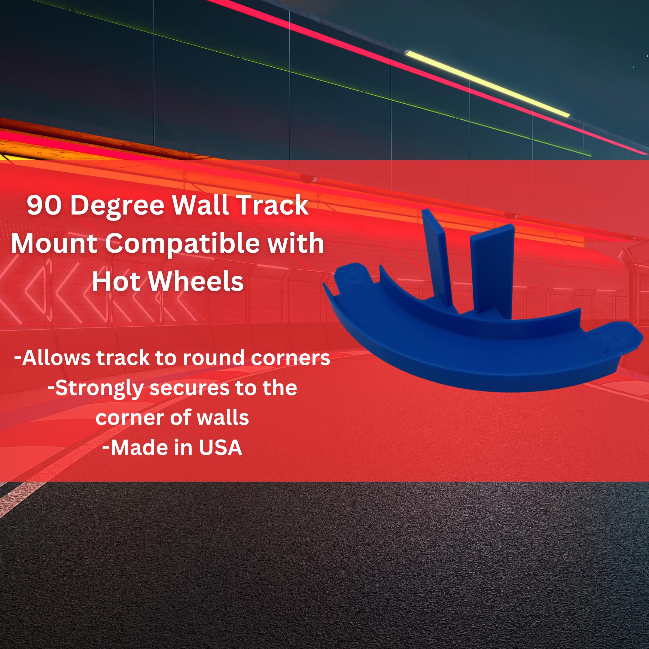Corner Wall Mount Track Compatible with Hot Wheels | 90 Degree Turn with Removable Adhesive for Mounting to Wall | Made in USA (Outside Curve, 3-Pack)