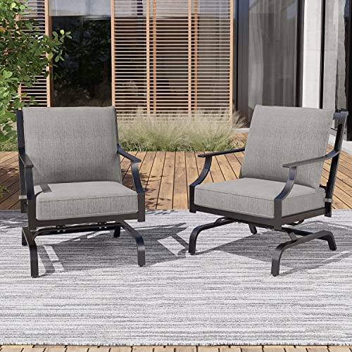 Grand patio 2 PCS Patio Furniture Sets Patio Chair Set Metal K/D Chat Set with Grey Cushions,Matched with Different Types of Tables