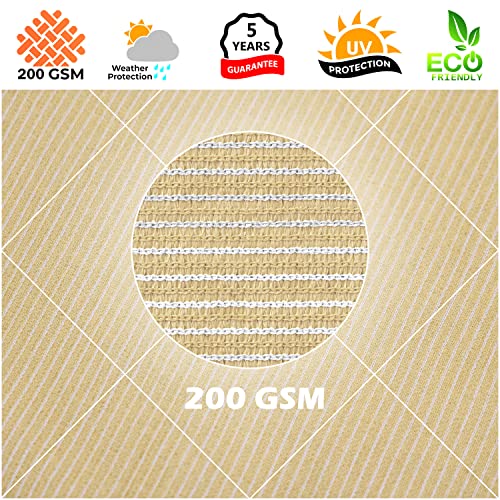 Royal Shade18' x 18' x 25.5' Beige Triangle Sun Shade Sail RTAPRT18 Canopy Awning Outdoor Patio Fabric Shelter Cloth Screen Awning - 95% UV Protection, 200GSM, We Make Custom Size