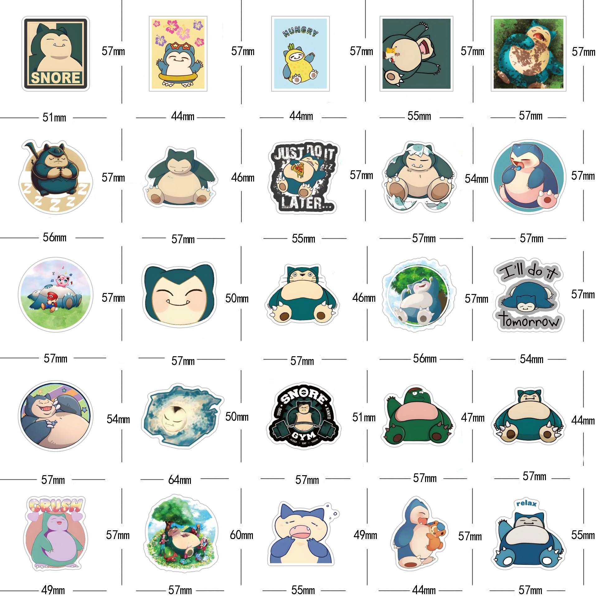 52Pcs Cute Anime Stickers Pack, Cartoon Aesthetic Vinyl Waterproof Sticker Decals for Water Bottle,Laptop,Phone,Hard Hat,Skateboard,Scrapbooking,Bumper for Kids Teens Adults