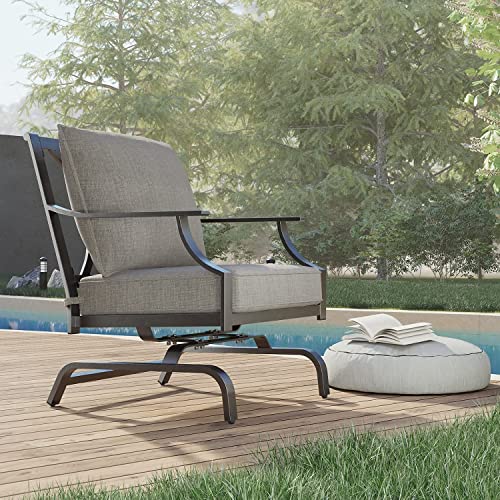 Grand patio 2 PCS Patio Furniture Sets Patio Chair Set Metal K/D Chat Set with Grey Cushions,Matched with Different Types of Tables
