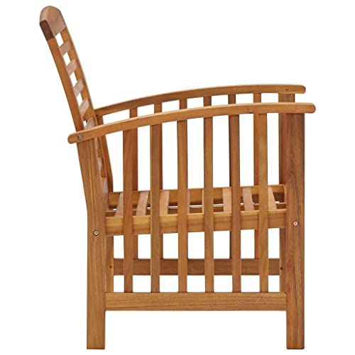 vidaXL Patio Chairs 2 Pcs, Patio Dining Chair with Armrest, Wood Slat Back Outdoor Dining Chair for Deck Garden Lawn, Solid Wood Acacia